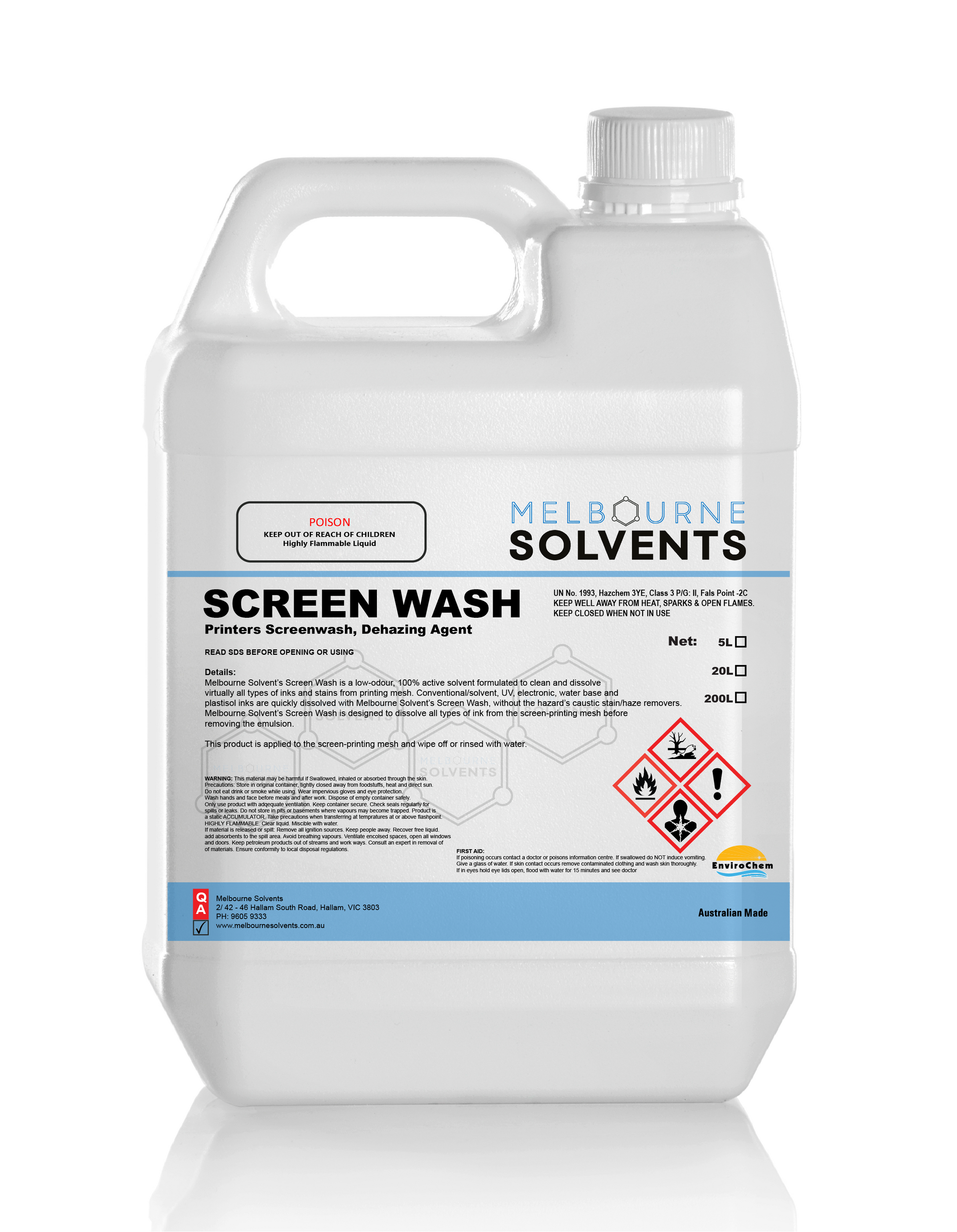 PRINTERS SCREEN WASH, INK CLEANER, DEHAZING AGENT