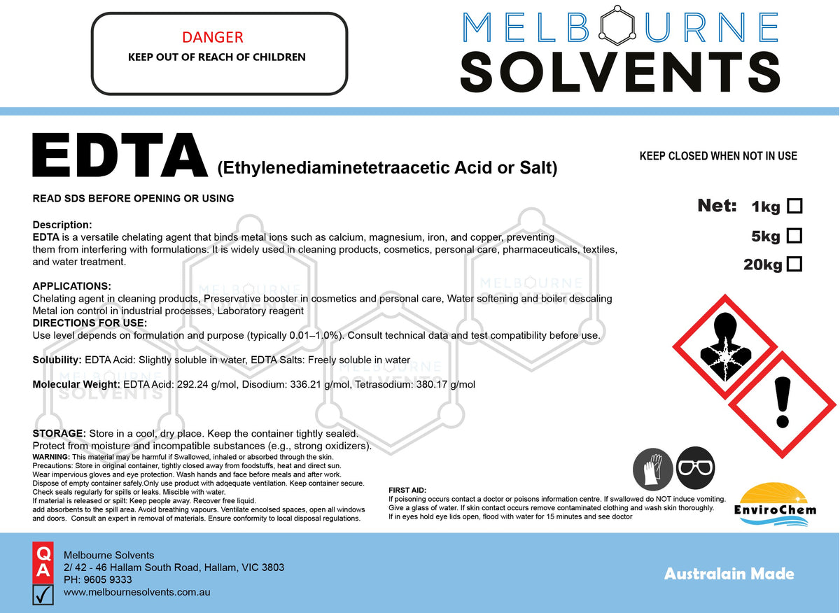 EDTA (Ethylenediaminetetraacetic Acid or Salt), Chelating Agent
