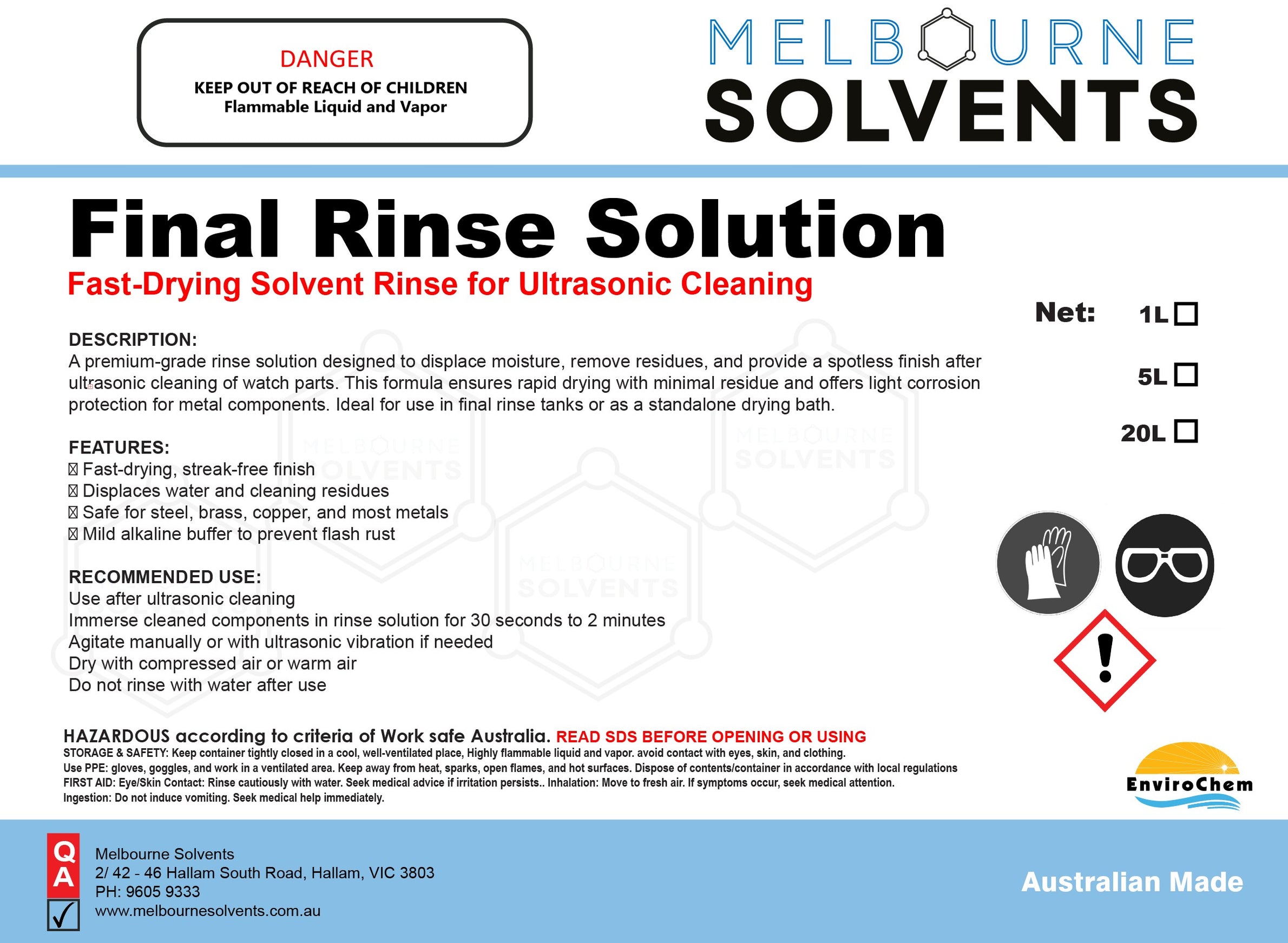 Final Rinse Solution