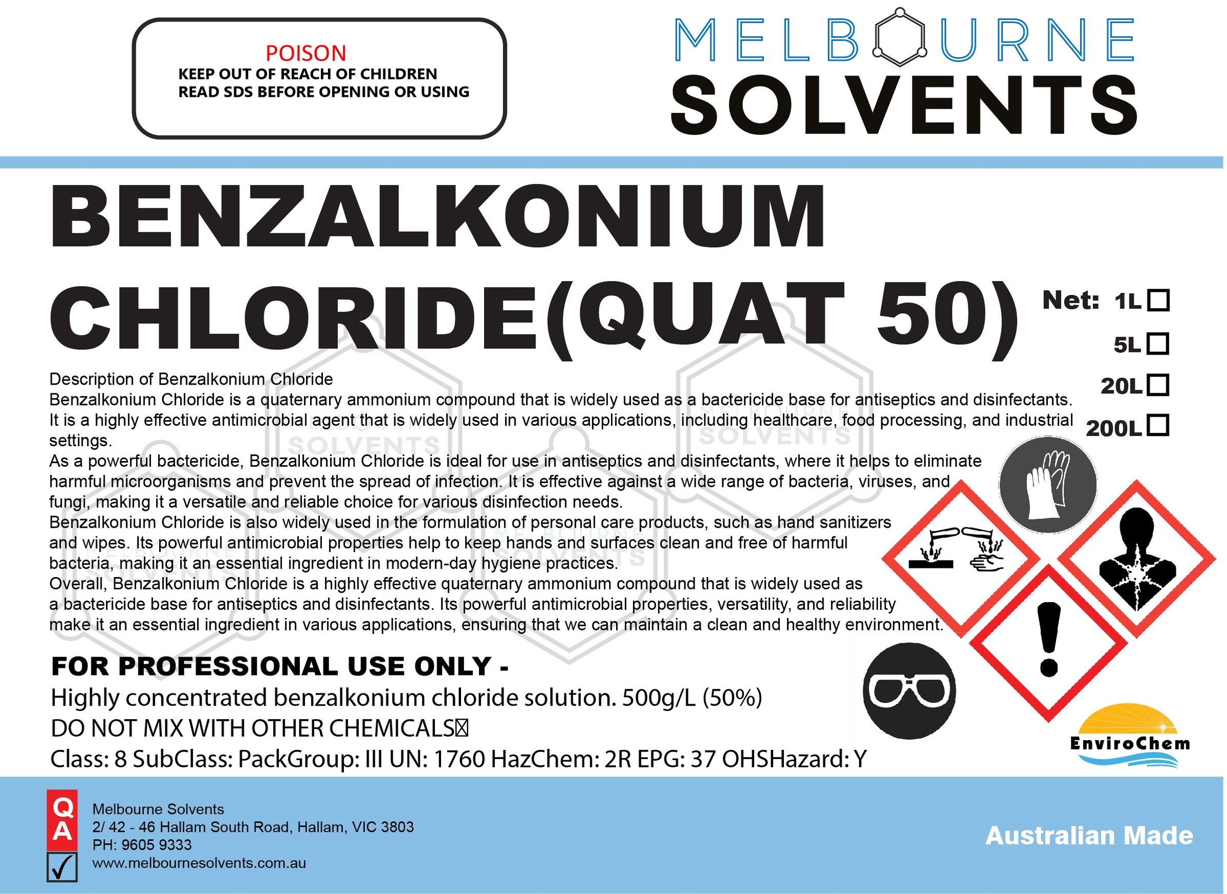 BENZALKONIUM CHLORIDE (QUAT 50)
