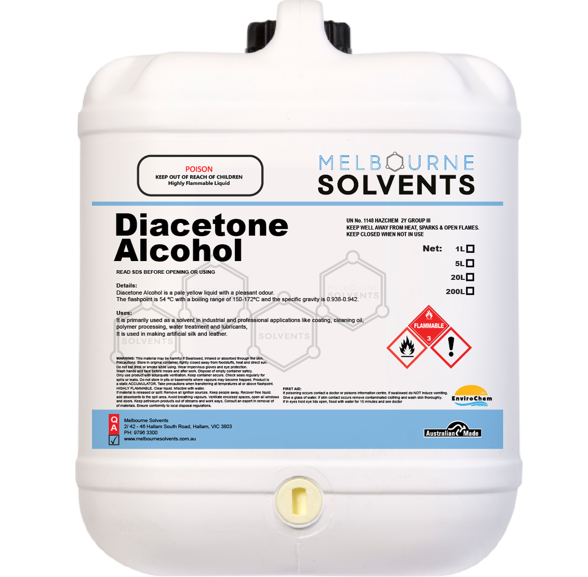 Buy Diacetone Alcohol | Melbourne Solvents