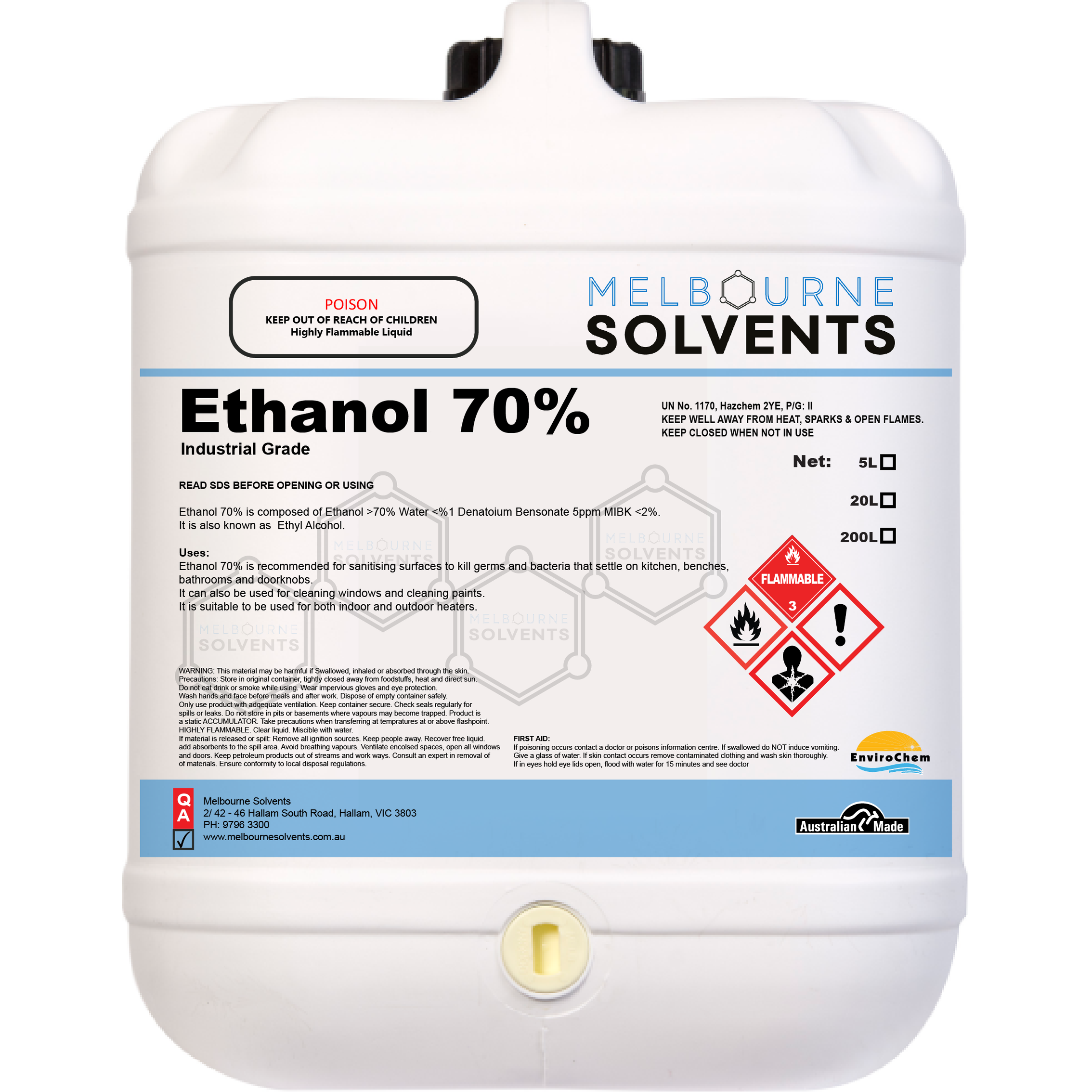 Buy Ethanol 70% | Melbourne Solvents