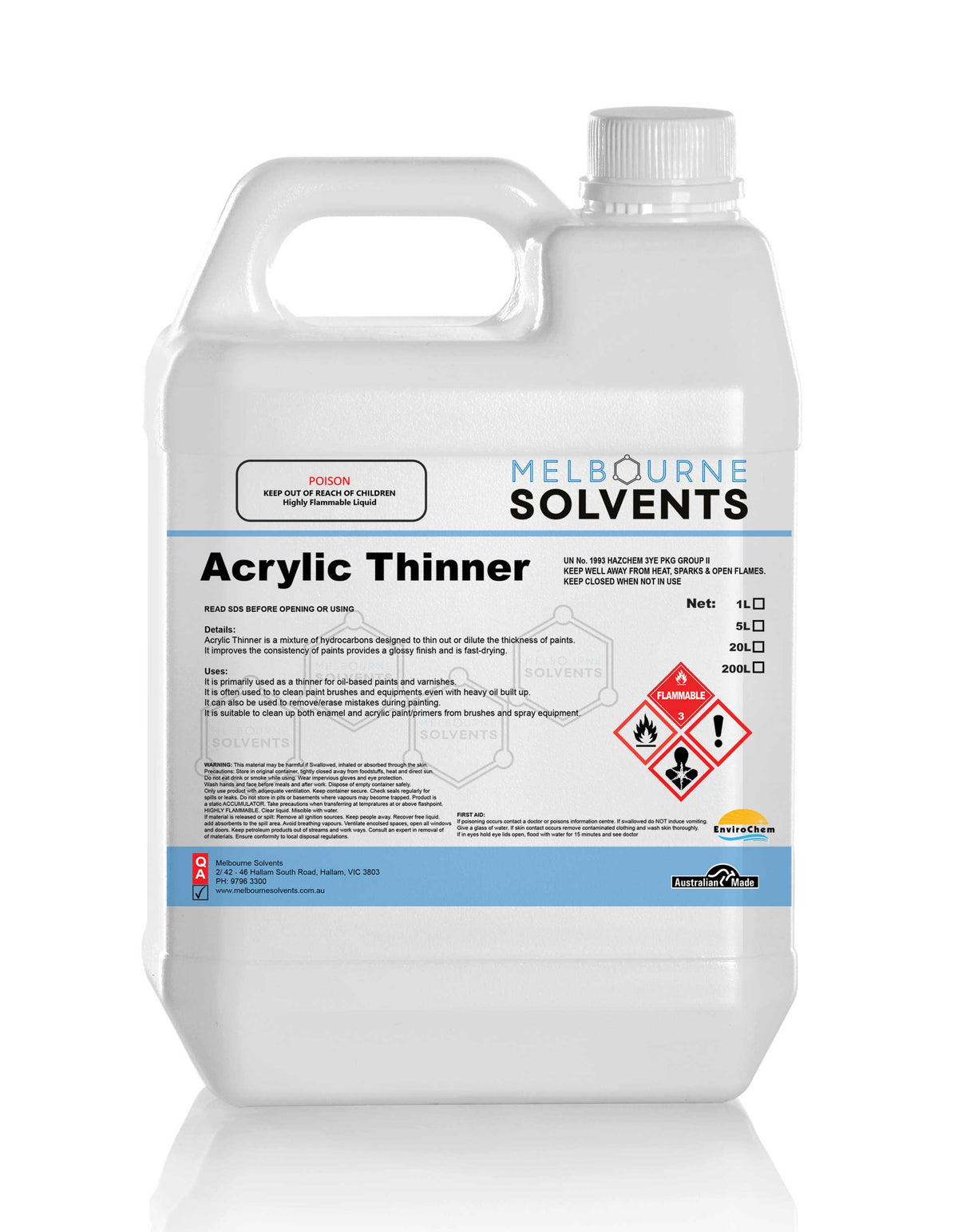Buy Acrylic Thinner - Melbourne Solvents