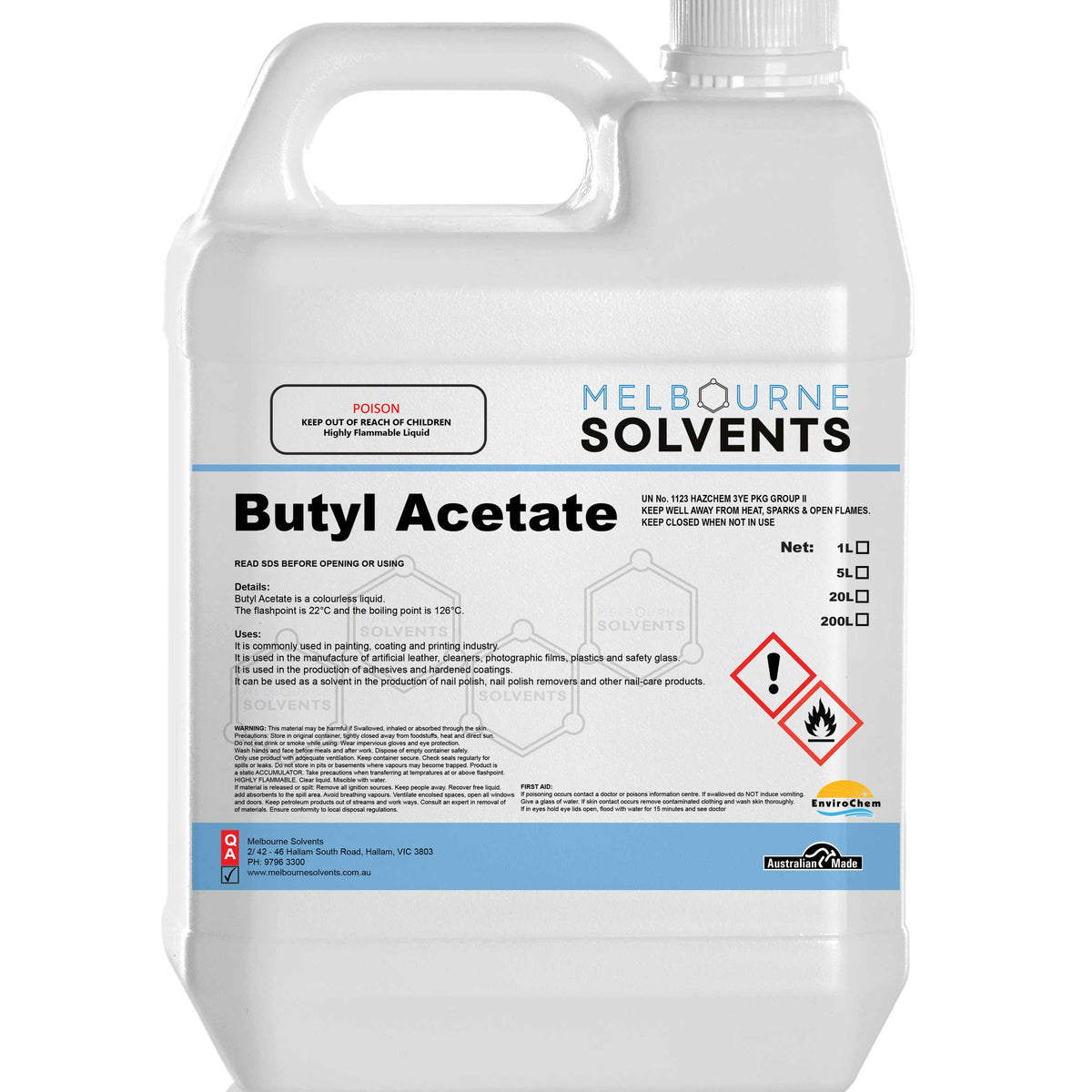 Buy Butyl Acetate- Melbourne Solvents