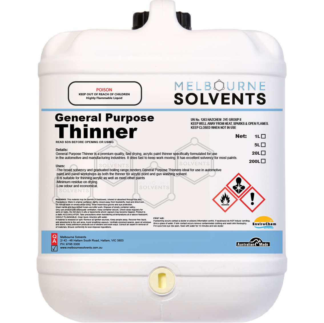Buy General Purpose Thinner | Melbourne Solvents
