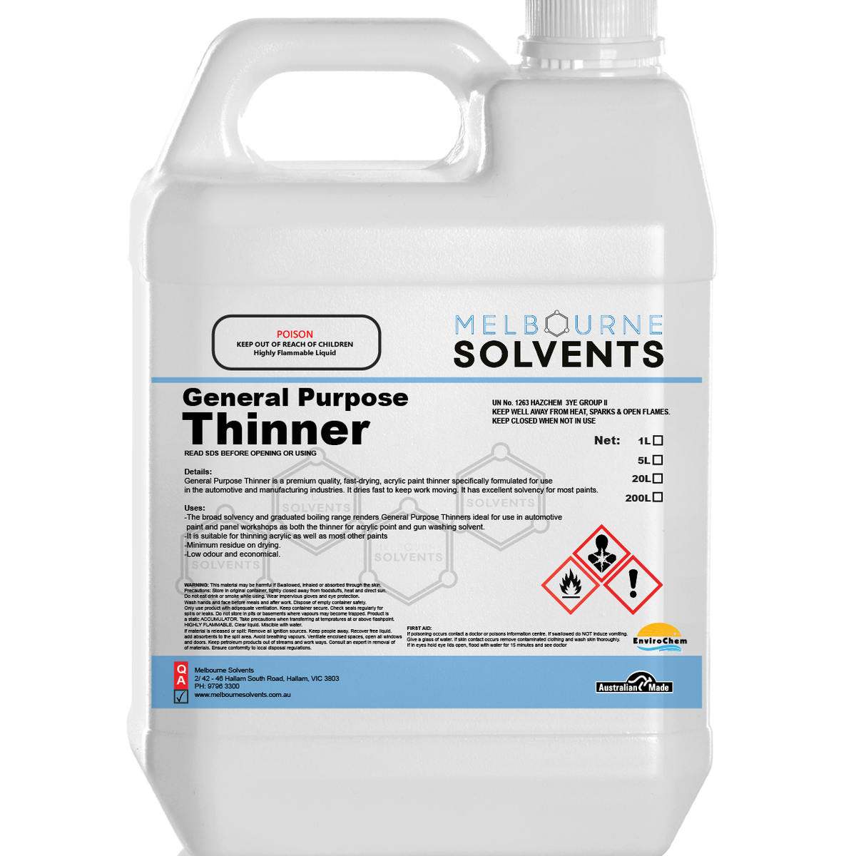 Buy General Purpose Thinner | Melbourne Solvents