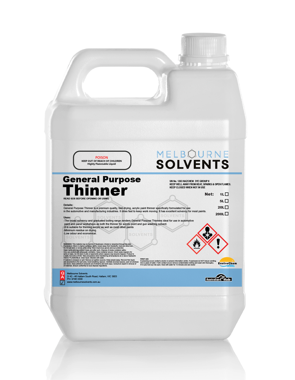 Buy General Purpose Thinner | Melbourne Solvents