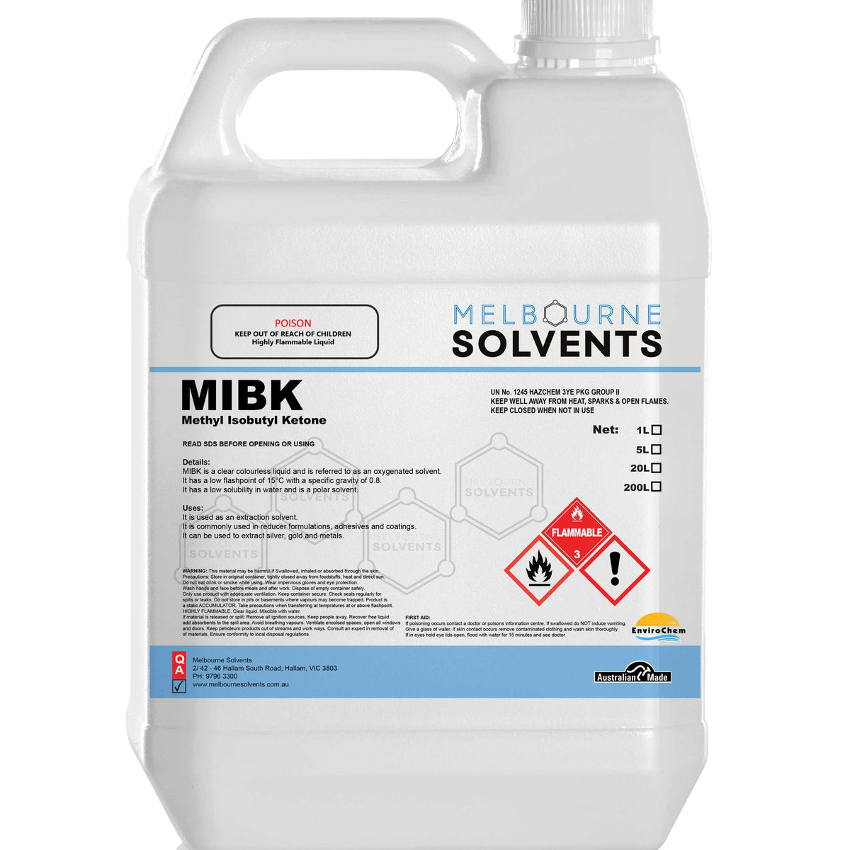 Buy Methyl Isobutyl Ketone (MIBK) | Melbourne Solvents