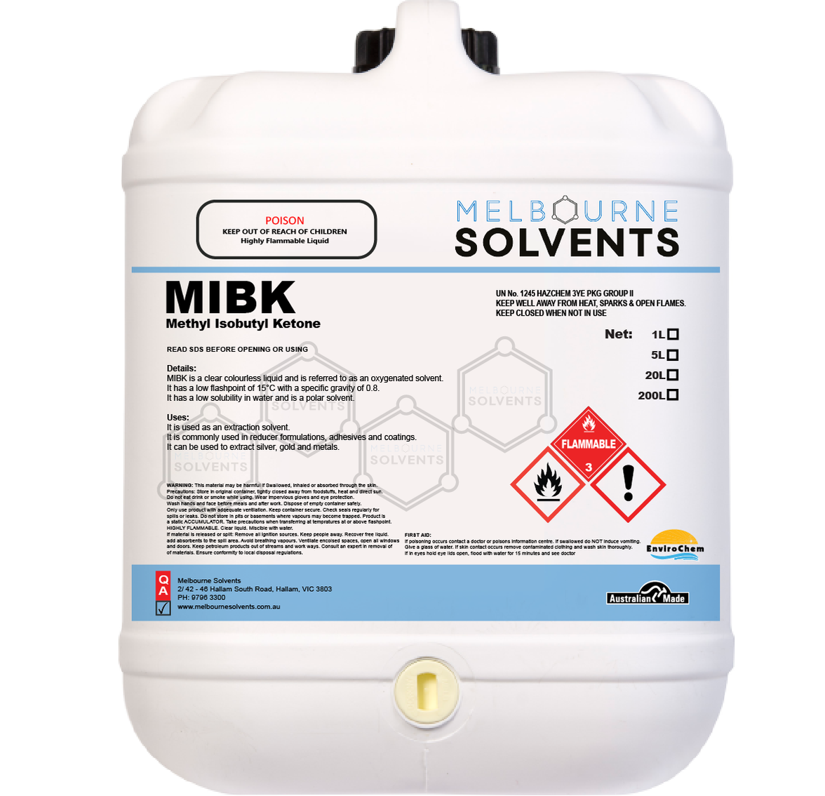 Buy Methyl Isobutyl Ketone (MIBK) | Melbourne Solvents