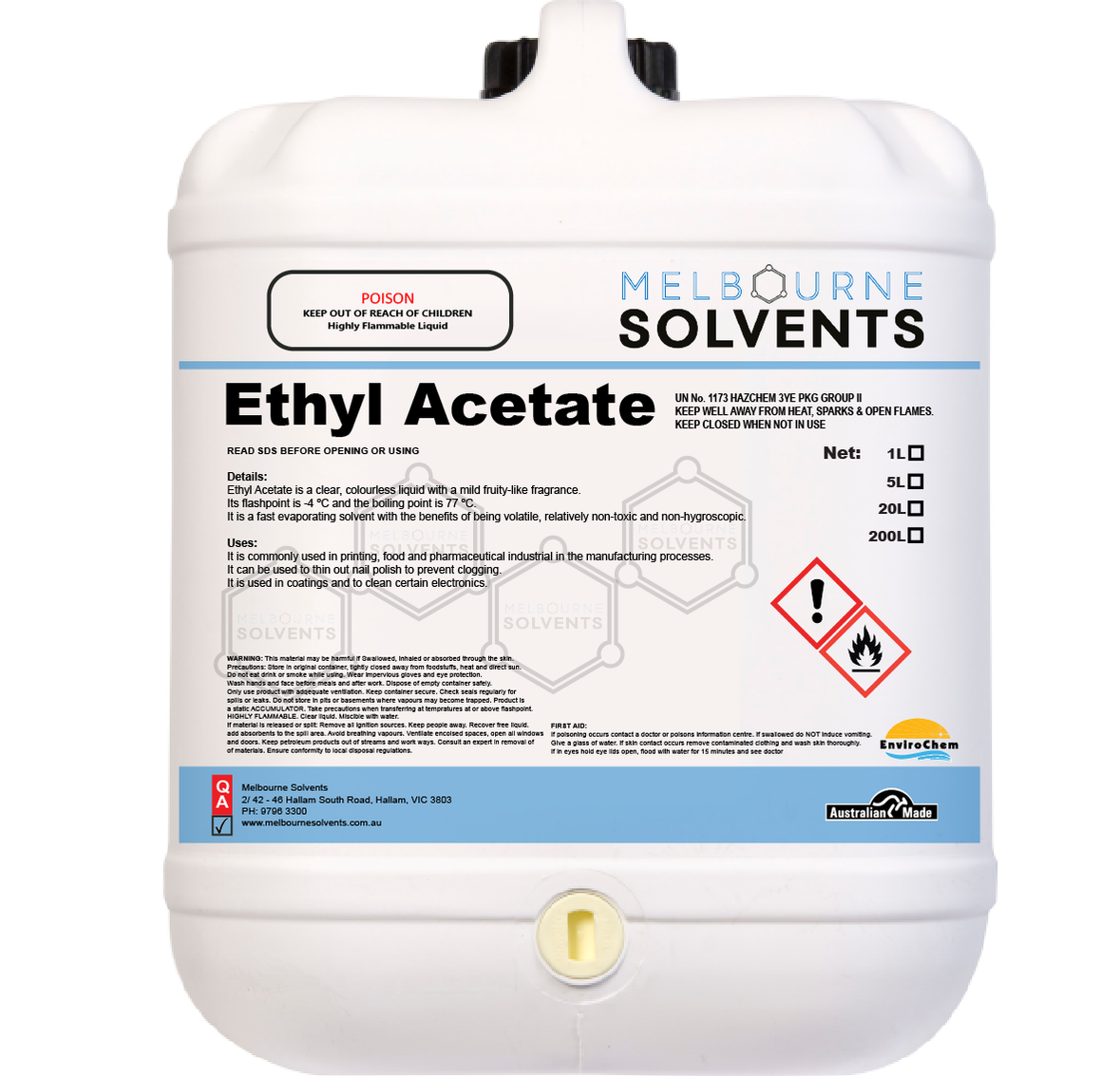 Buy Ethyl Acetate | Melbourne Solvents