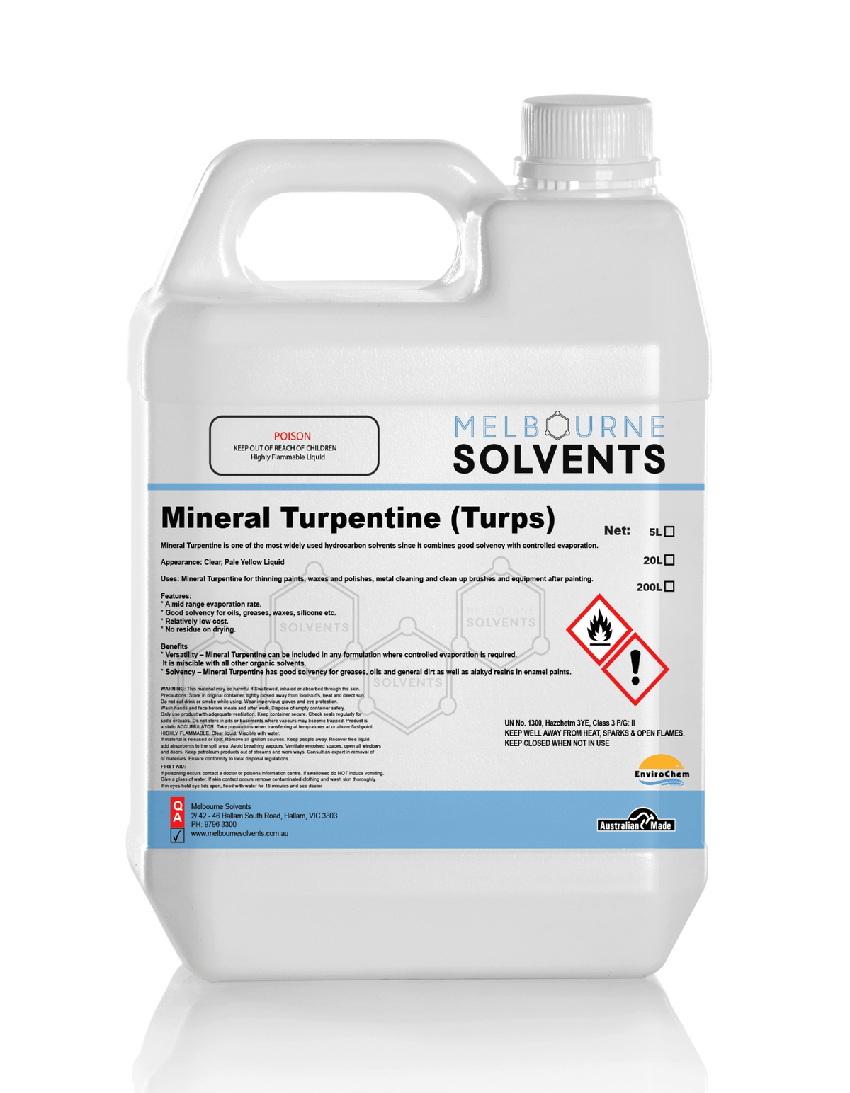 Buy Mineral Turpentine (Turps) | Melbourne Solvents